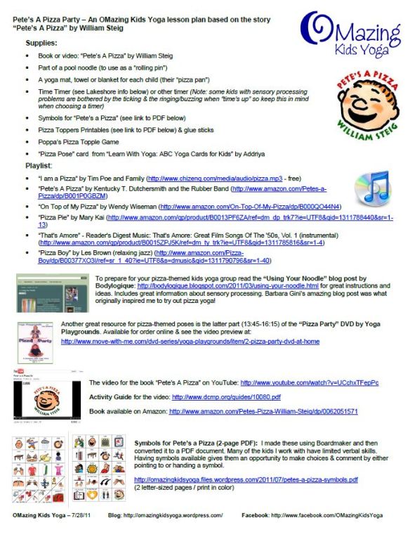 Pete’s A Pizza Party – An OMazing Kids Yoga lesson plan based on the ...