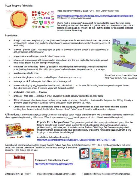 Pete’s A Pizza Party – An OMazing Kids Yoga lesson plan based on the ...