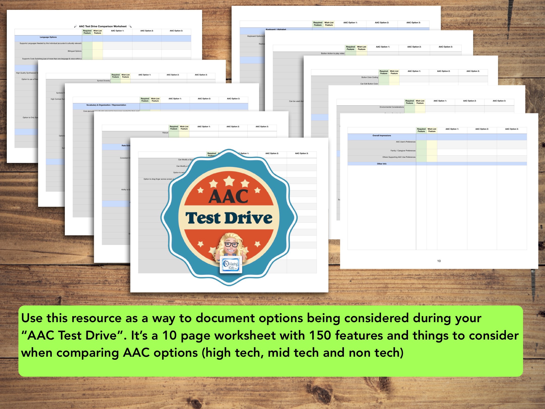 AAC Test Drive: Device and App Comparison Worksheet | OMazing Kids AAC ...