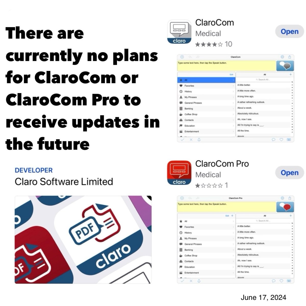 Important information about the ClaroCom & ClaroCom Pro AAC apps (app ...